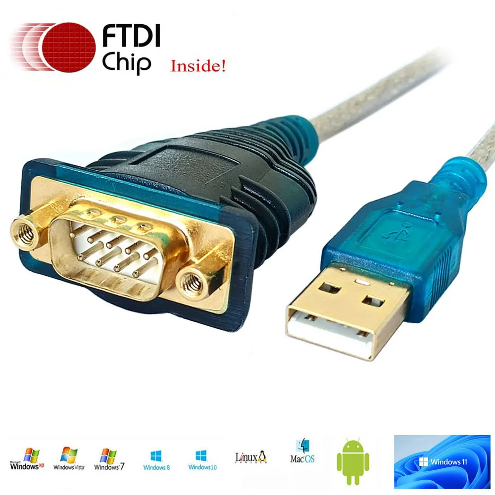 수 USB C 직렬 케이블, FTDI FT232R RS232 to USB to RS232C USB B to 9 핀, 3mtr|usb to rs232 serial|usb to ...
