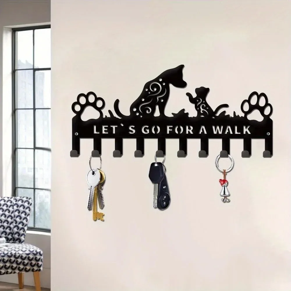 Pet Key Holder Wall Mounted, Cat Dog Metal Key Organizer for Front Door ...