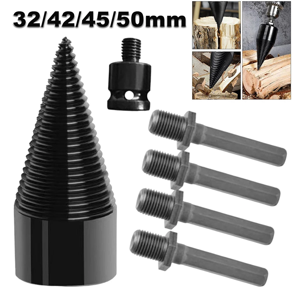 32-42-50mm-Wood-Drill-Bit-Firewood-Splitter-Drill-Bit-Round-Hex-Square ...