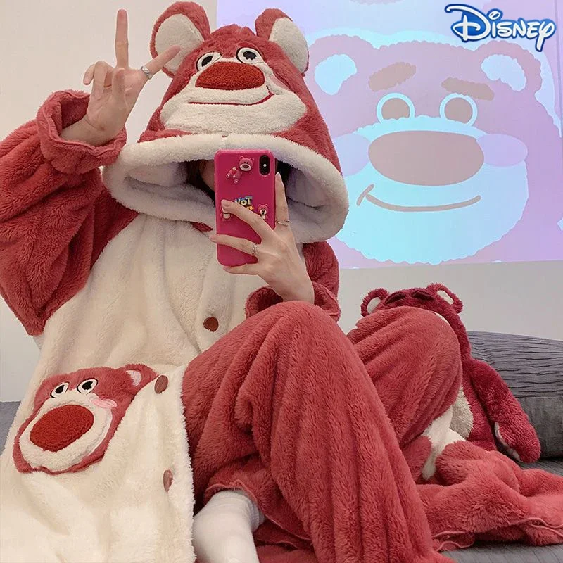 New-Disney-Lotso-Women-s-Pajamas-Set-Flannel-Thicken-Autumn-and-Winter ...
