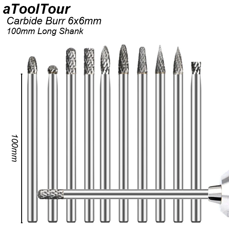 100mm-Extention-Long-Shank-6x6mm-Cutting-Edge-Carbide-Burr-Carving ...