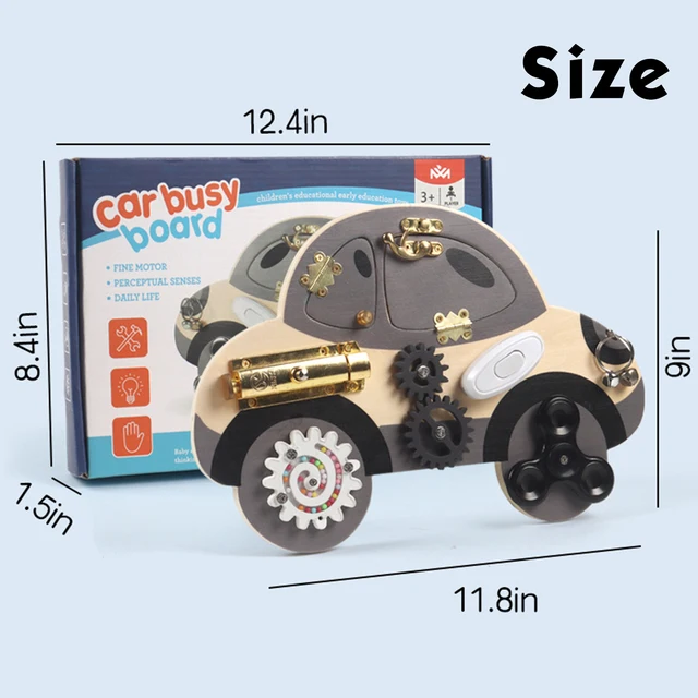 Montessori Wood Car Busy Board Children's Early Education Unlock Busy ...