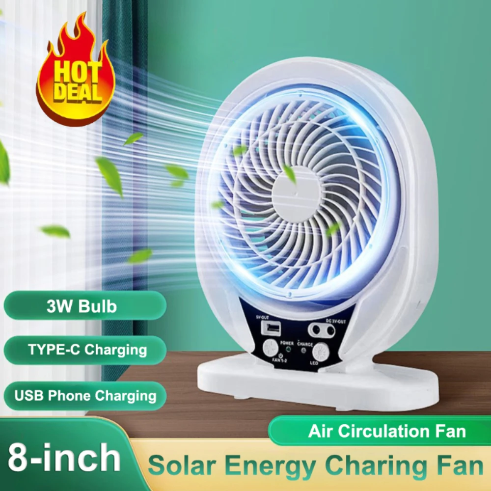 8-Inch-Rechargeable-Portable-Mini-Fan-Multi-functional-Solar-Energy ...