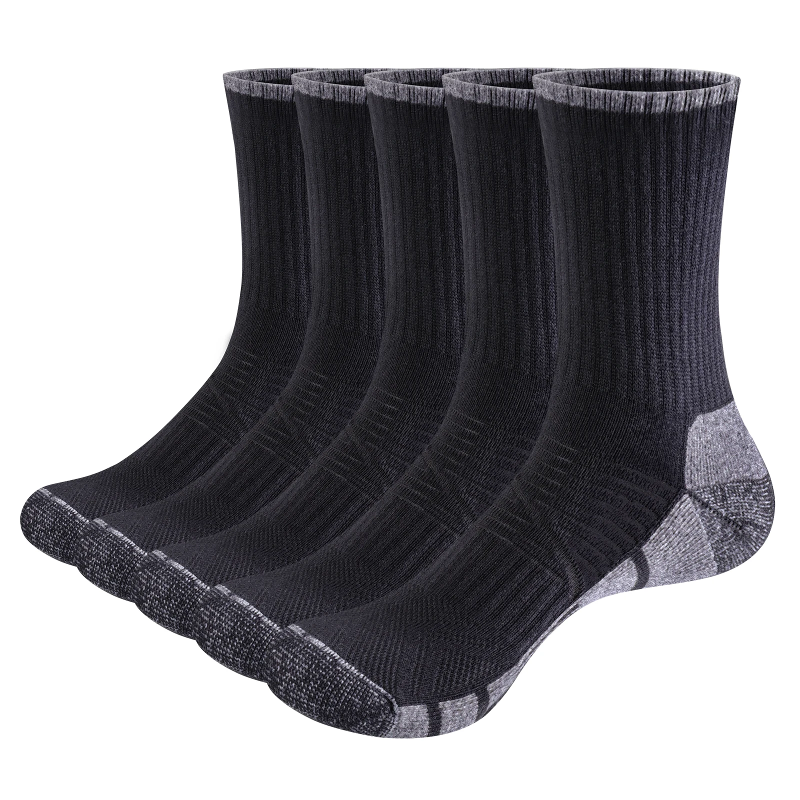 YUEDGE-5-Pairs-Men-s-Cotton-Breathable-Cushion-Mid-Calf-Casual-Athletic ...