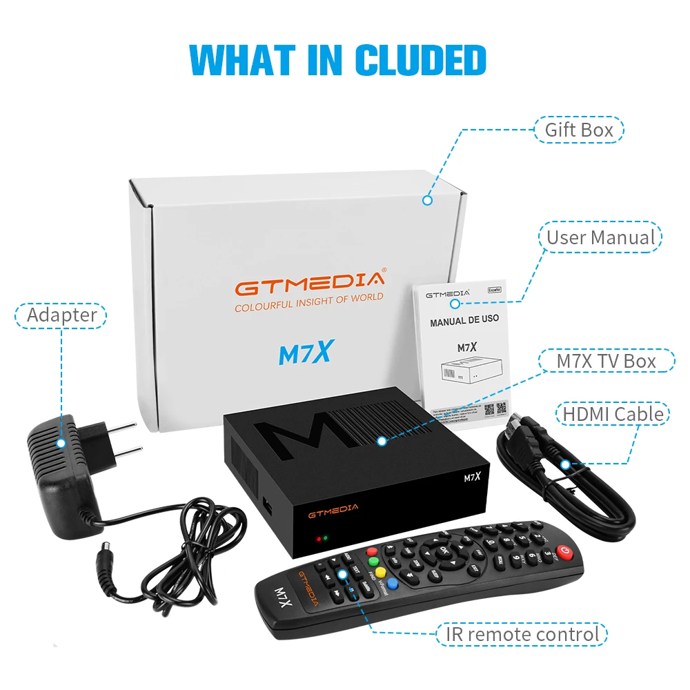 Gtmedia m7x DVB S2 sks/iks/cs/m3u, vcm/acm, sintonizador duplo lks ...