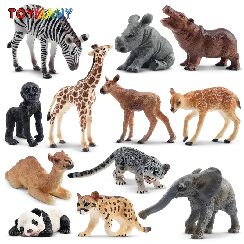 12Pcs Simulation Wildlife Animals Model Toy Mini Figures Dolls Action ...