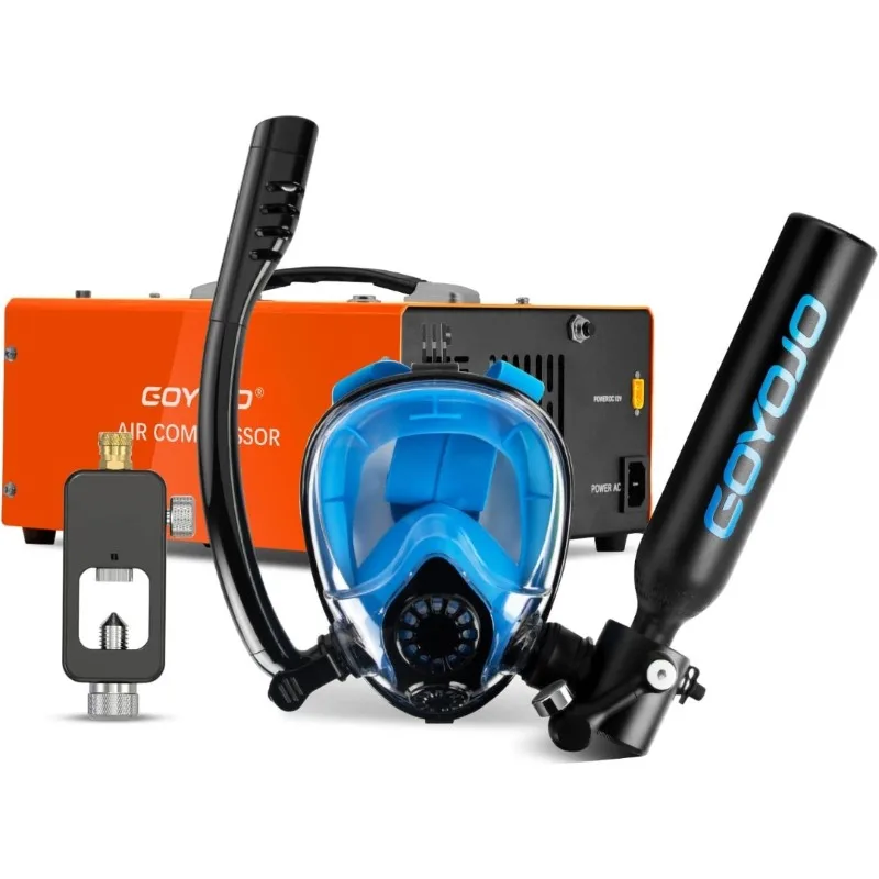 0.5L Scuba Tank Full-Face Snorkel Mask Combo Dual-Use Snorkeling ...