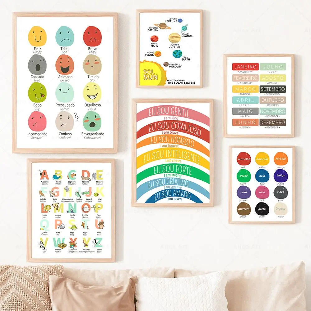 Portuguese Alphabet Number Emotional Educational Poster Affirmations ...