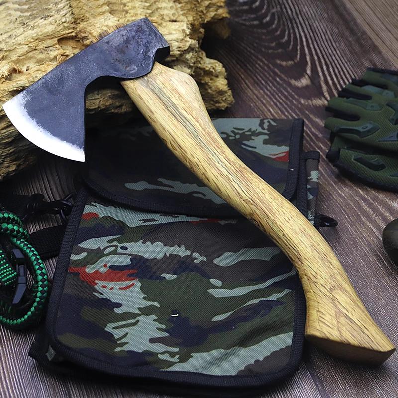 Hand forged high carbon steel axe household firewood rural tree cutting ...