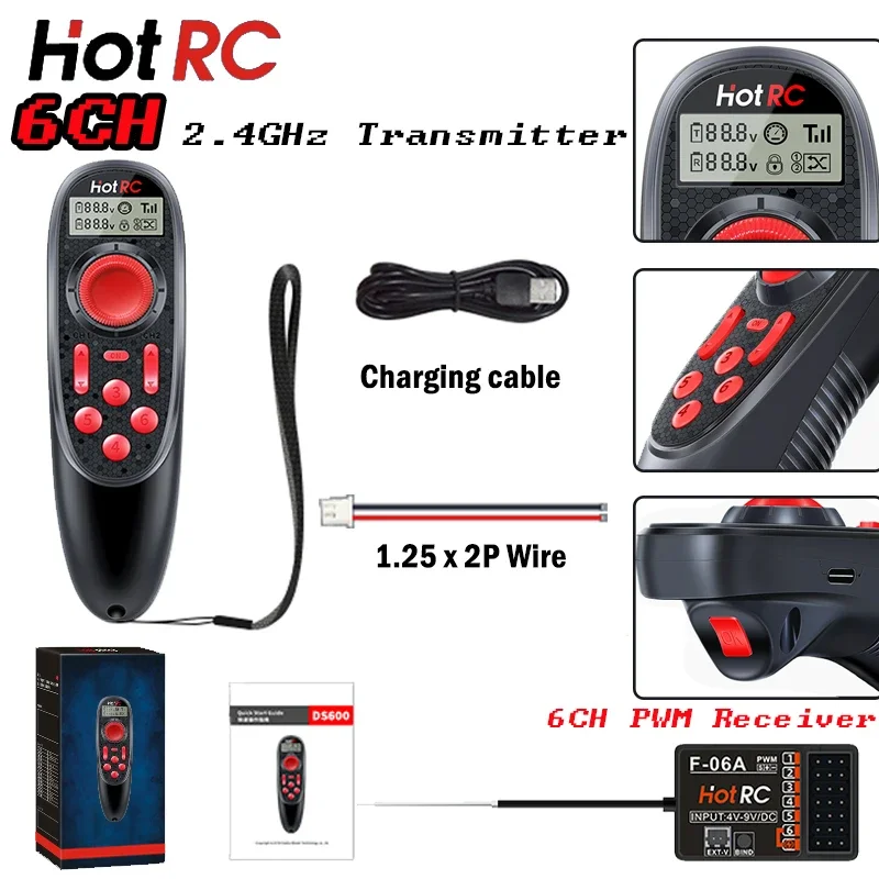 HOTRC-6CH-Transmitter-2-4GHz-DS-600-Remote-Controller-PWM-6-Channel ...