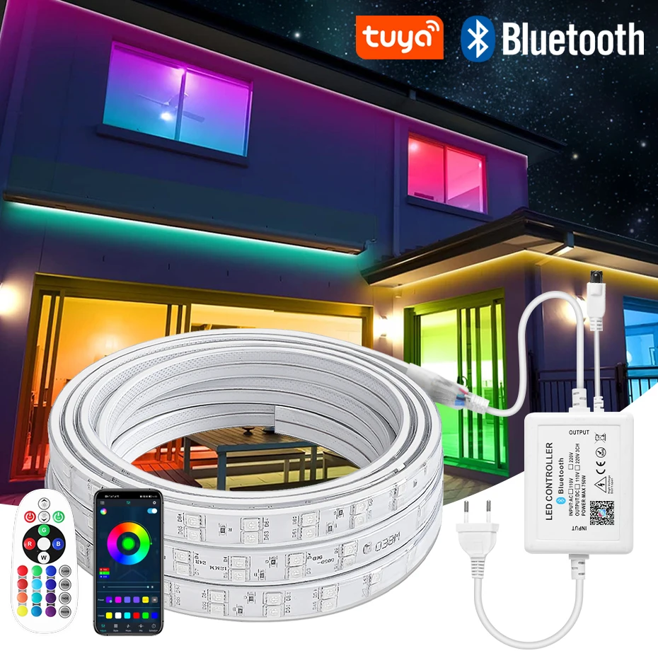 20m-50m-100m-Waterproof-Smart-220V-RGB-Led-Strip-Light-WiFi-Bluetooth ...