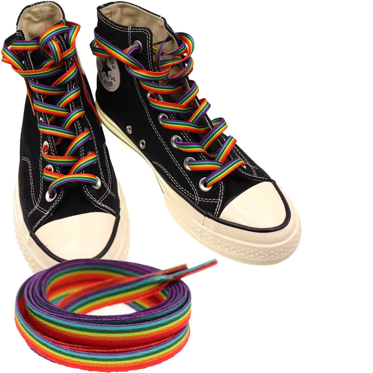Rainbow-Shoelace-Gradient-Color-Low-Cut-High-Top-Canvas-Shoes-Laces ...