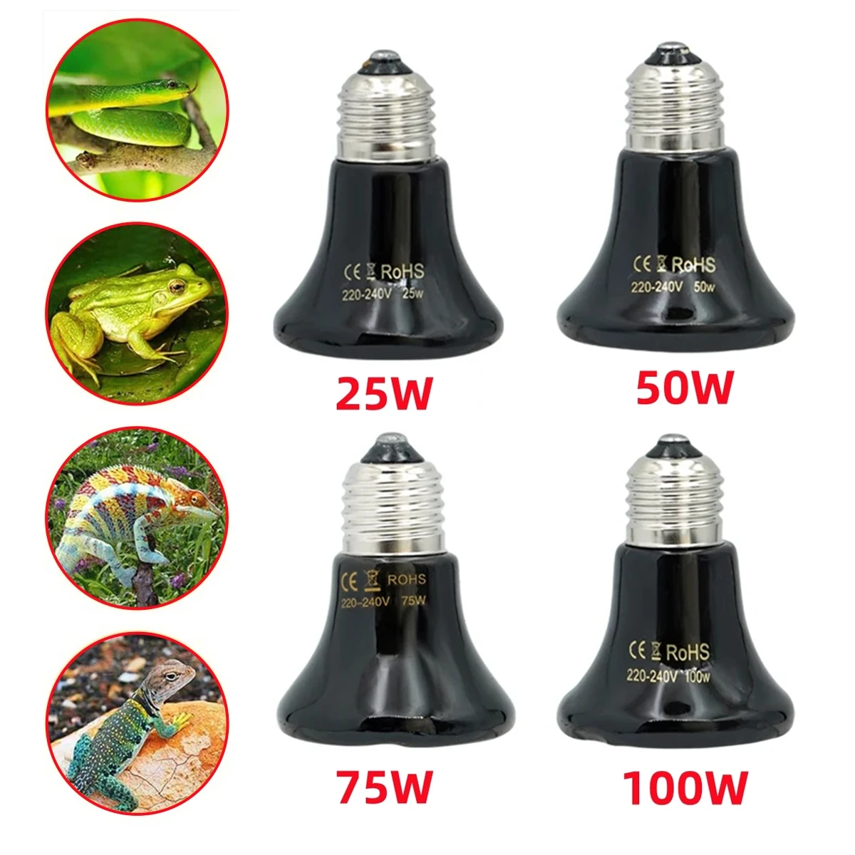 1Pc Mini Conical Reptile Ceramic Heating Lamp 220-240V Infrared Snake ...