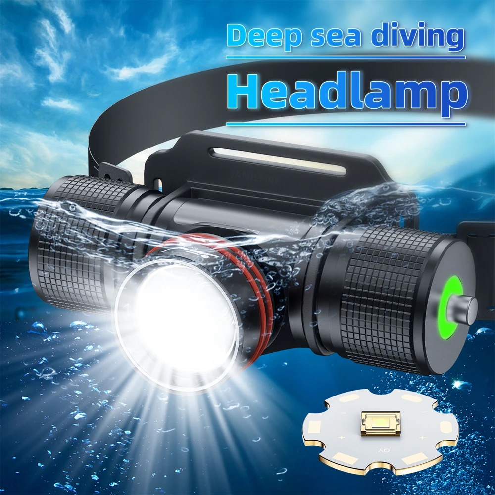 White-Laser-LED-Diving-Headlamp-High-Lumen-Scuba-Dive-Head-Flashlight ...