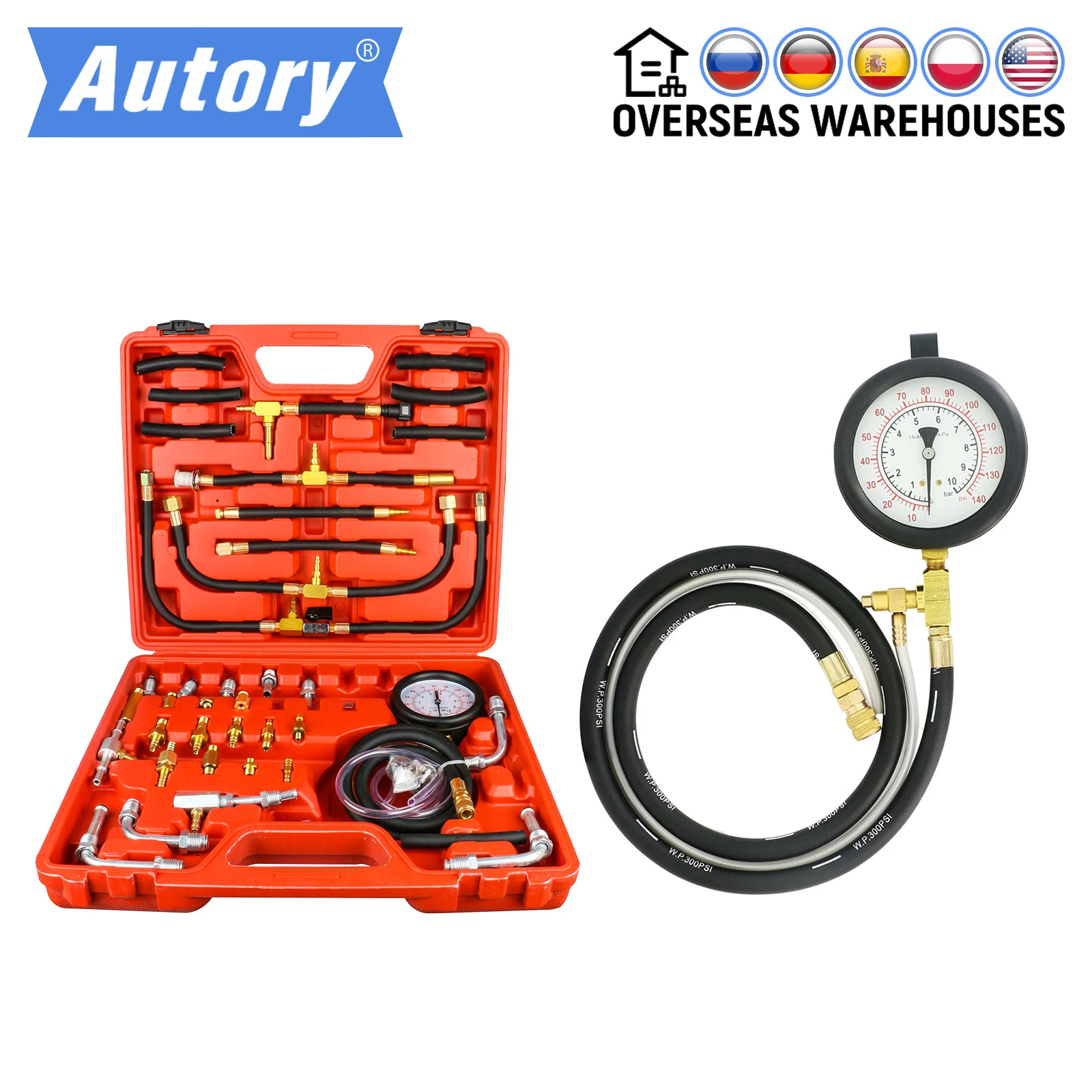 TU 443 Deluxe Manometer Kraftstoff Injektion Druck Tester Gauge Kit ...