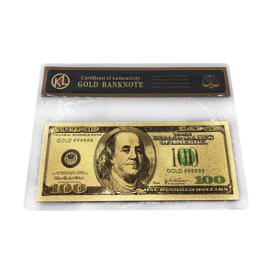 American-us-dollars-100-GOLD-Banknote-movies-fake-money-with-COA-bag ...