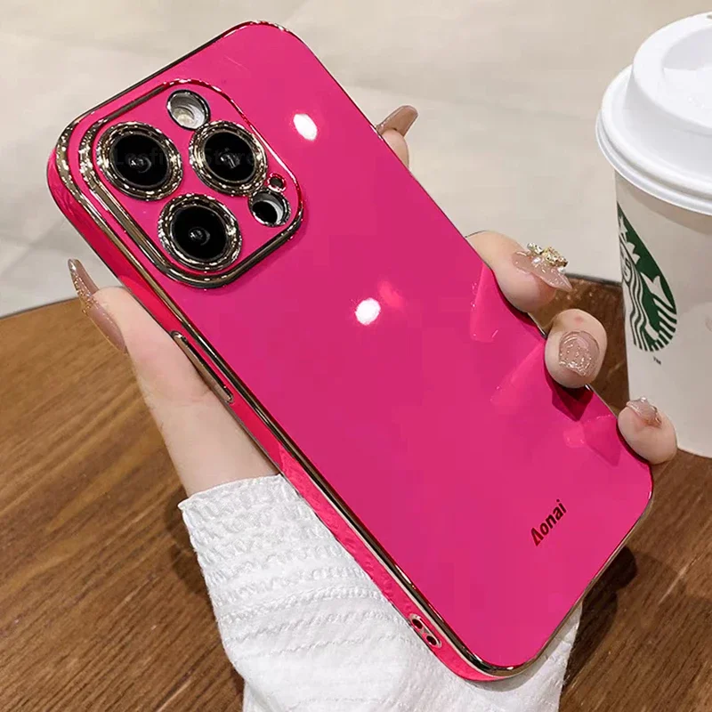 Funda de silicona de color sólido para iPhone 16, 15, 14, 11, 12, 13 ...