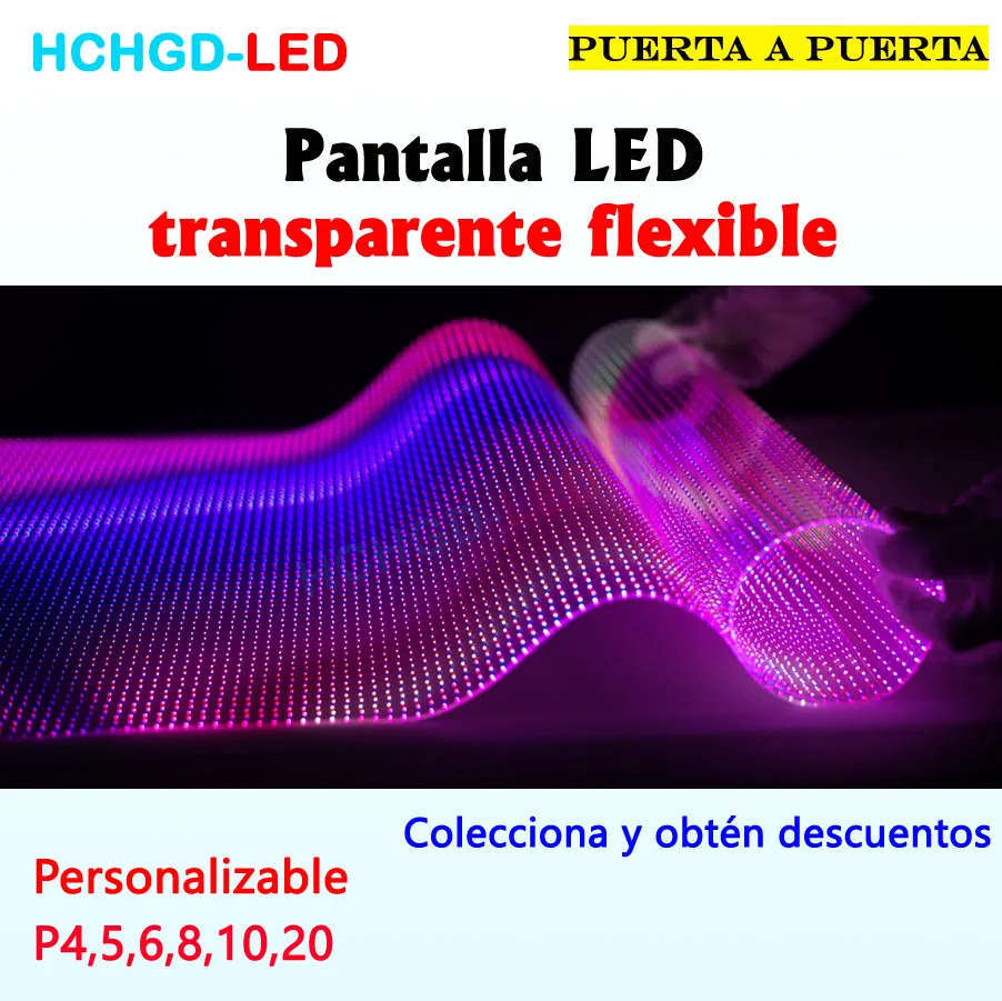 Pantalla-de-pel-cula-led-Flexible-transparente-Fondo-de-pared-de-vidrio ...