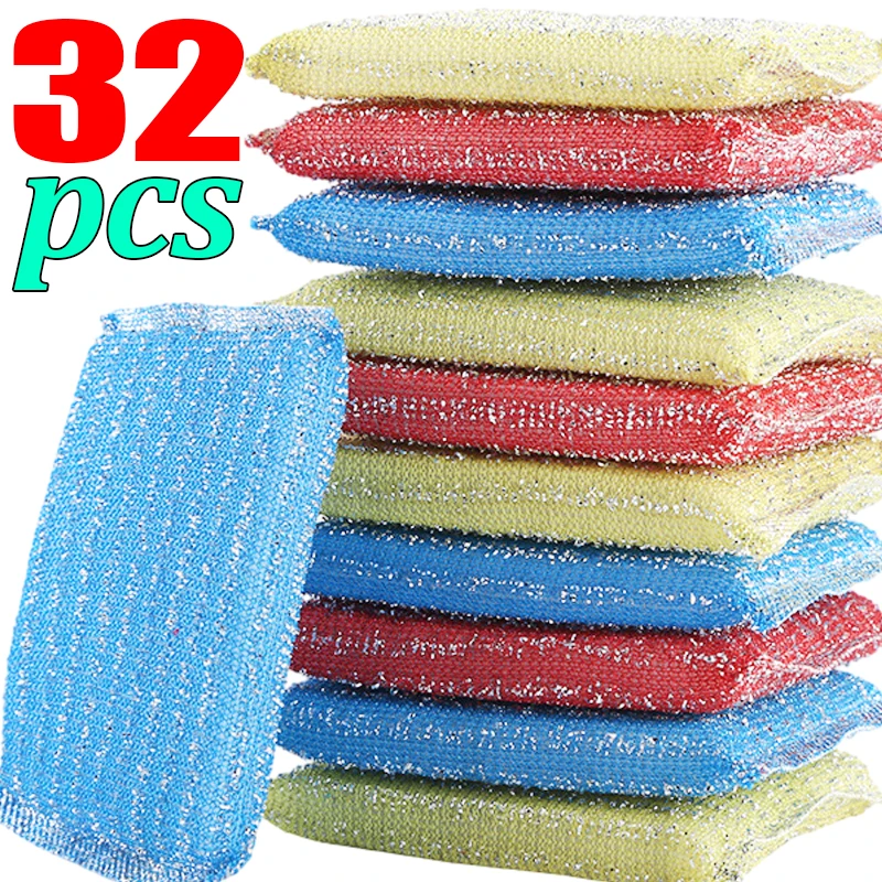 32-4PCS-Thickened-Stripe-Cleaning-Sponge-Wipe-Double-Side-Reusable-Rags ...