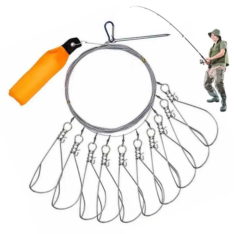 Fishing-Stringer-Clips-10-Hooks-Stainless-Steel-Fishing-Lock-With-10 ...
