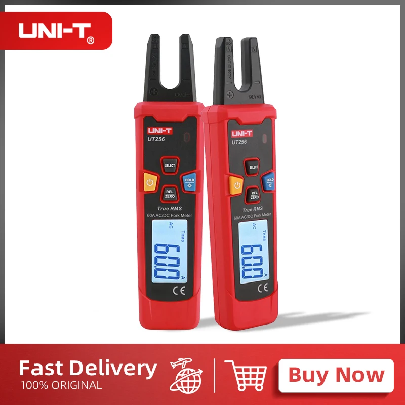 UNI-T-UT256-60A-AC-DC-Fork-Meter-True-RMS-Auto-Range-Digital-Clamp ...