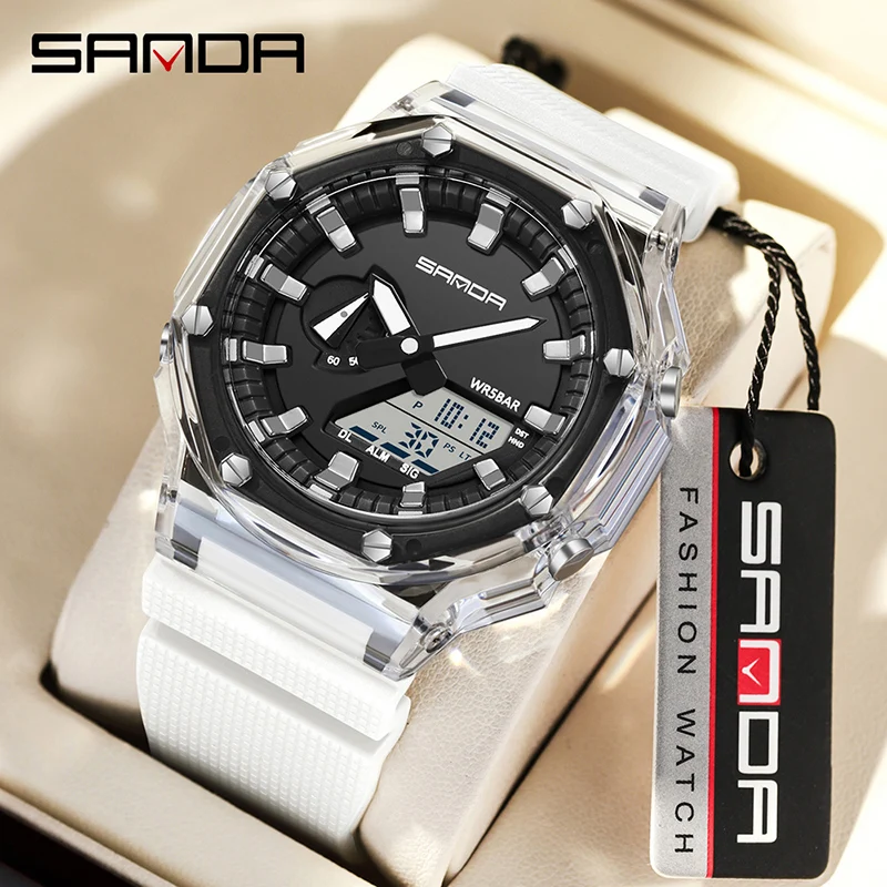 SANDA-3341Transparent-Style-Sport-Men-Wristwatch-LED-Electronic-Digital ...