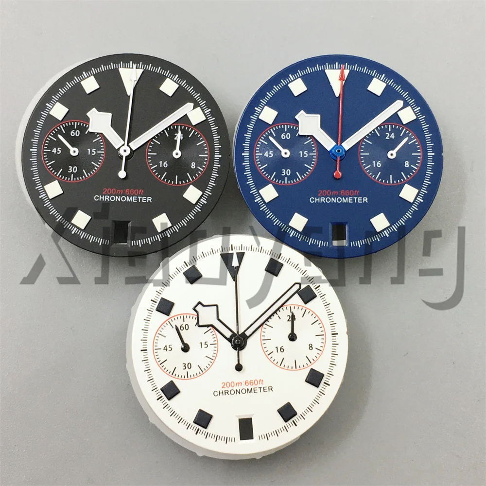 30mm Black White Blue VK64 Chronograph Cyclist Watch Dial With 6 O ...