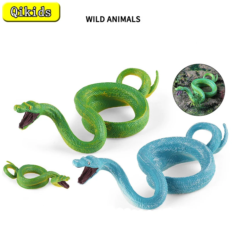 Children-s-Simulation-Cognition-Solid-wildlife-model-toy-Snake-green ...
