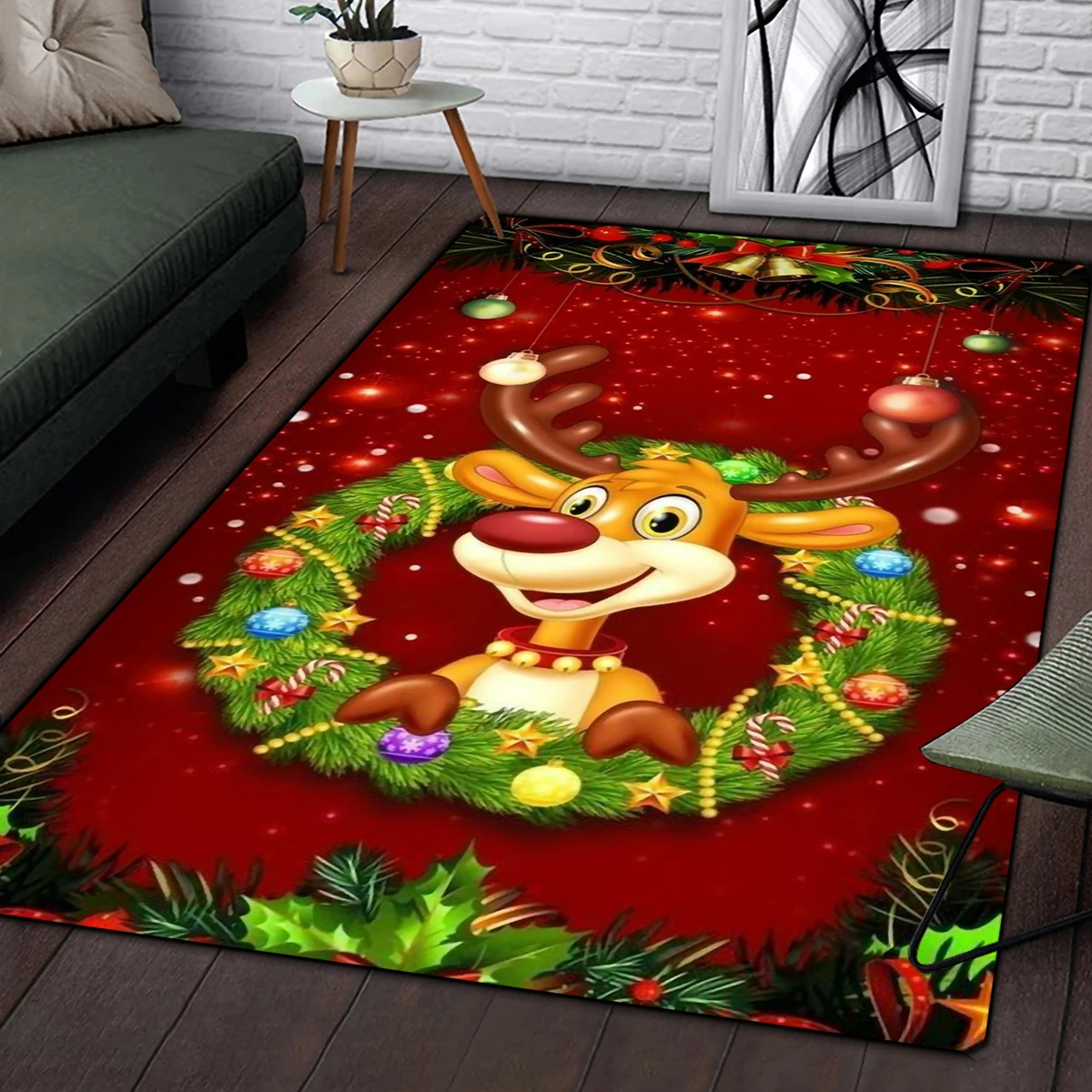 Christmas-Santa-Claus-Printed-Carpet-Hallway-Antiskid-Floor-Mats-Home ...