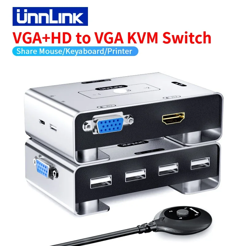 Unnlink-VGA-HDMI-to-VGA-KVM-Switch-2x1-1080P-60Hz-Video-Switcher-for-PC ...