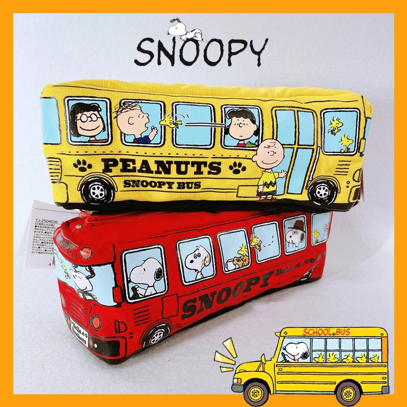 Cartoon-Snoopy-Bus-Pencil-Bag-Canvas-Large-Capacity-Car-Zipper-Pen ...