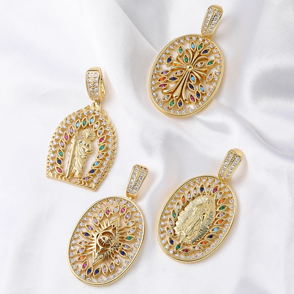 Juya 18K Real Gold Plated Religious Pendant Jewelry Making Supplies ...