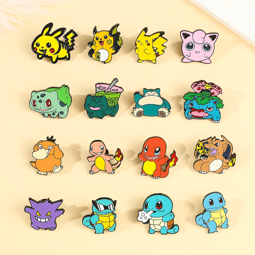 Anime-Pok-mon-Brooch-Cosplay-Cute-Pikachu-Squirtle-Metal-Badge-Enamel ...