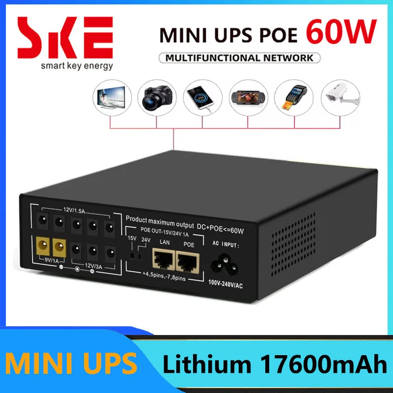 SKE-Mini-UPS-17600mAh-Lithium-POE-60W-Portable-Battery-Backup ...