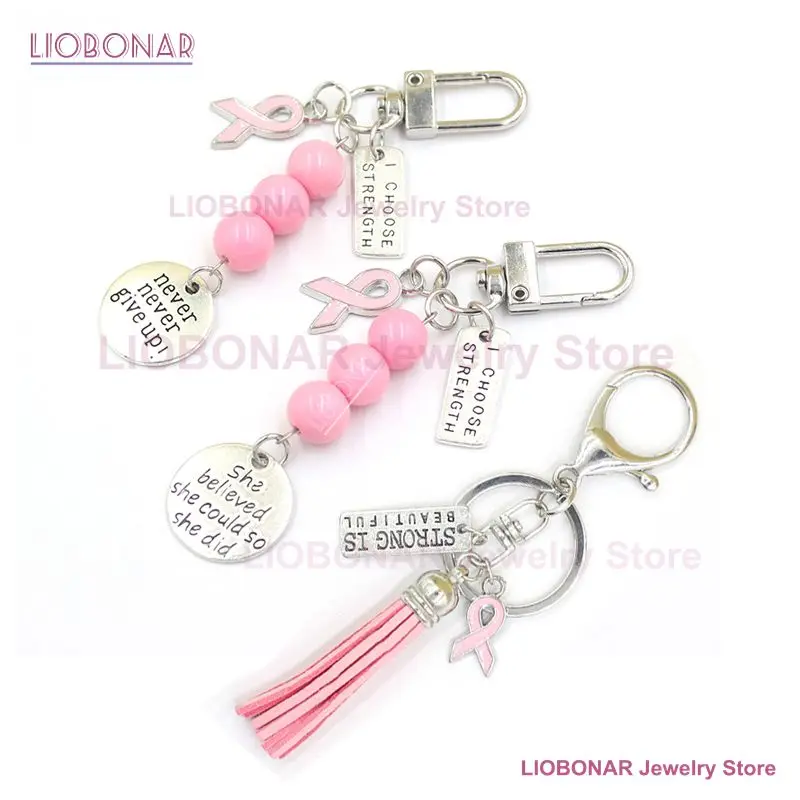 New-Breast-Cancer-Awareness-Key-Chains-Keyring-Strong-is-Beautiful-She ...