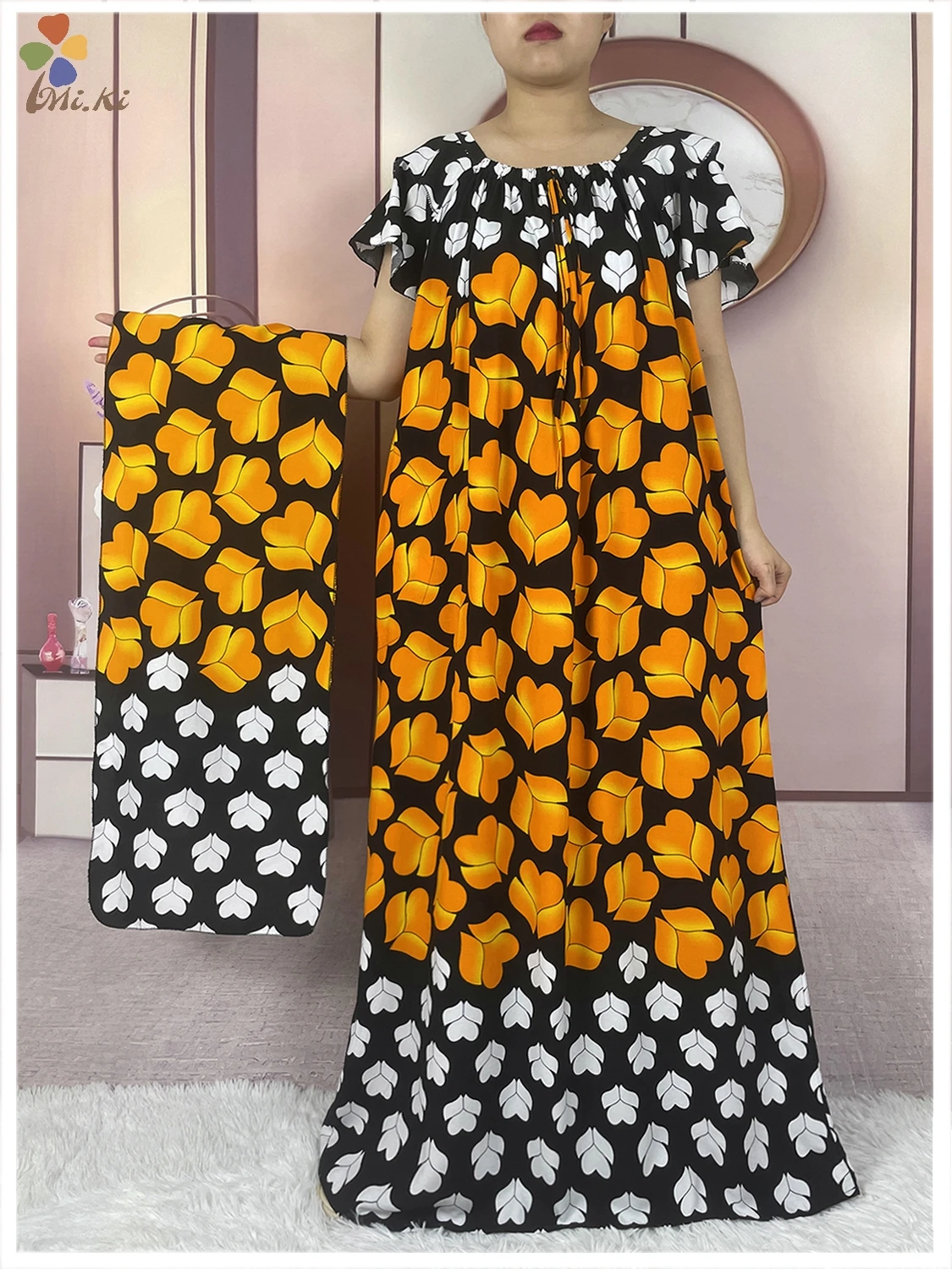 High-Quality-New-Muslim-Women-Short-Sleeved-Dress-Boat-Neck-Flower ...