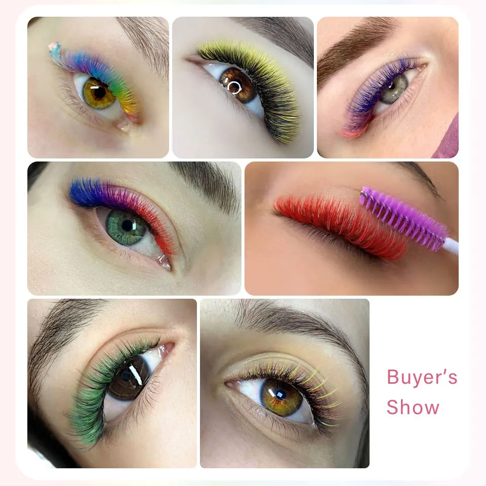 13 Colors Rainbow Colored Eyelash Extension Faux Mink Color Eyelashes ...