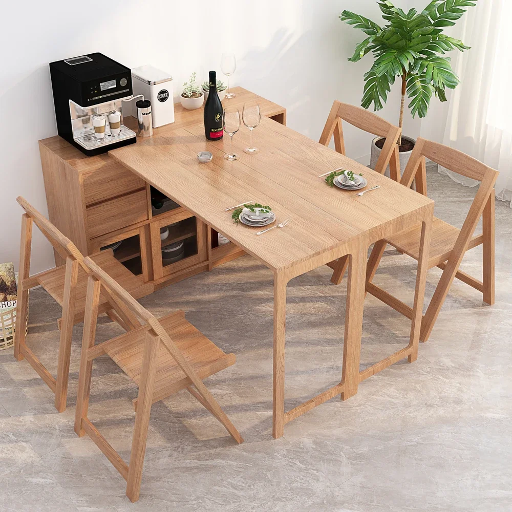 Nordic foldable dining table dining cabinet integrated retractable bar table rectangular island table multifunctional AliExpress
