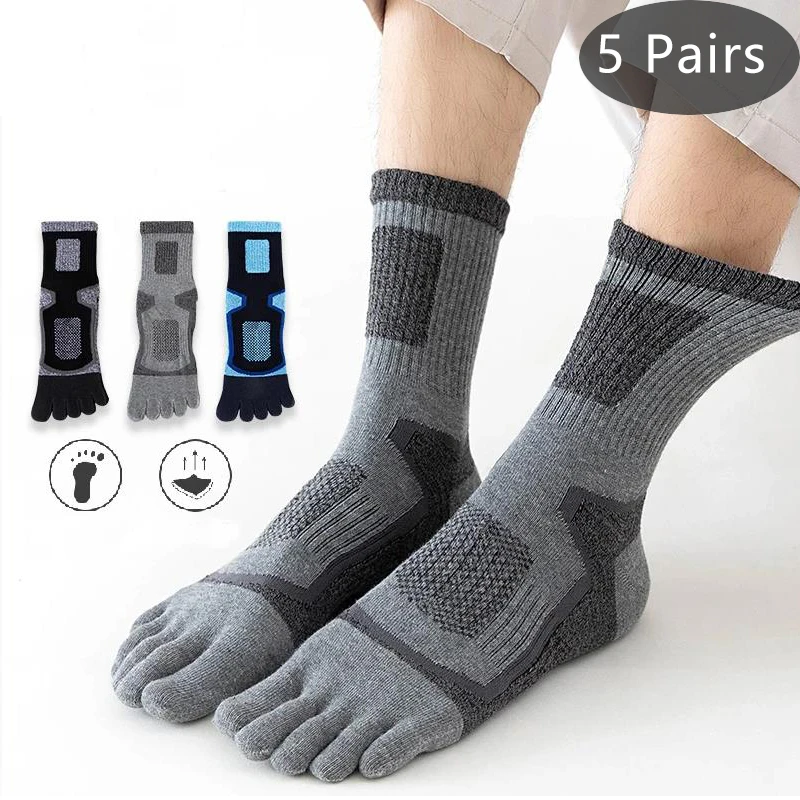 5-Pairs-Toe-Sport-Short-Socks-Man-Thick-Compression-Mesh-Endurable ...