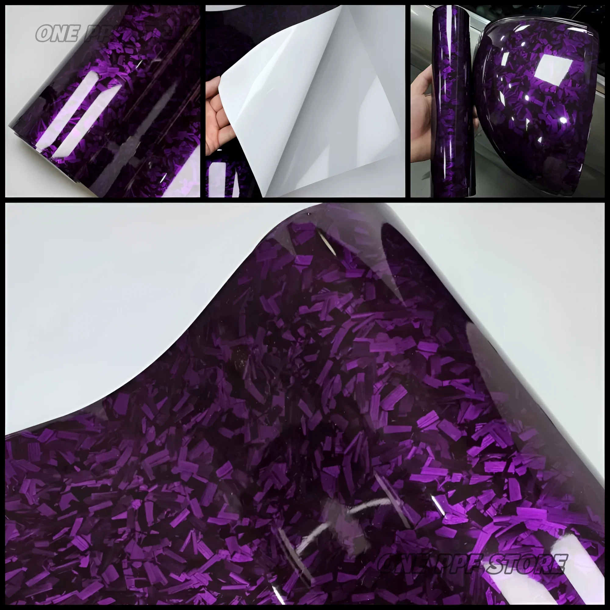 Carbon Fiber Car Stickers Purple Crystal Vinyl Film Forged Carbon Fiber ...
