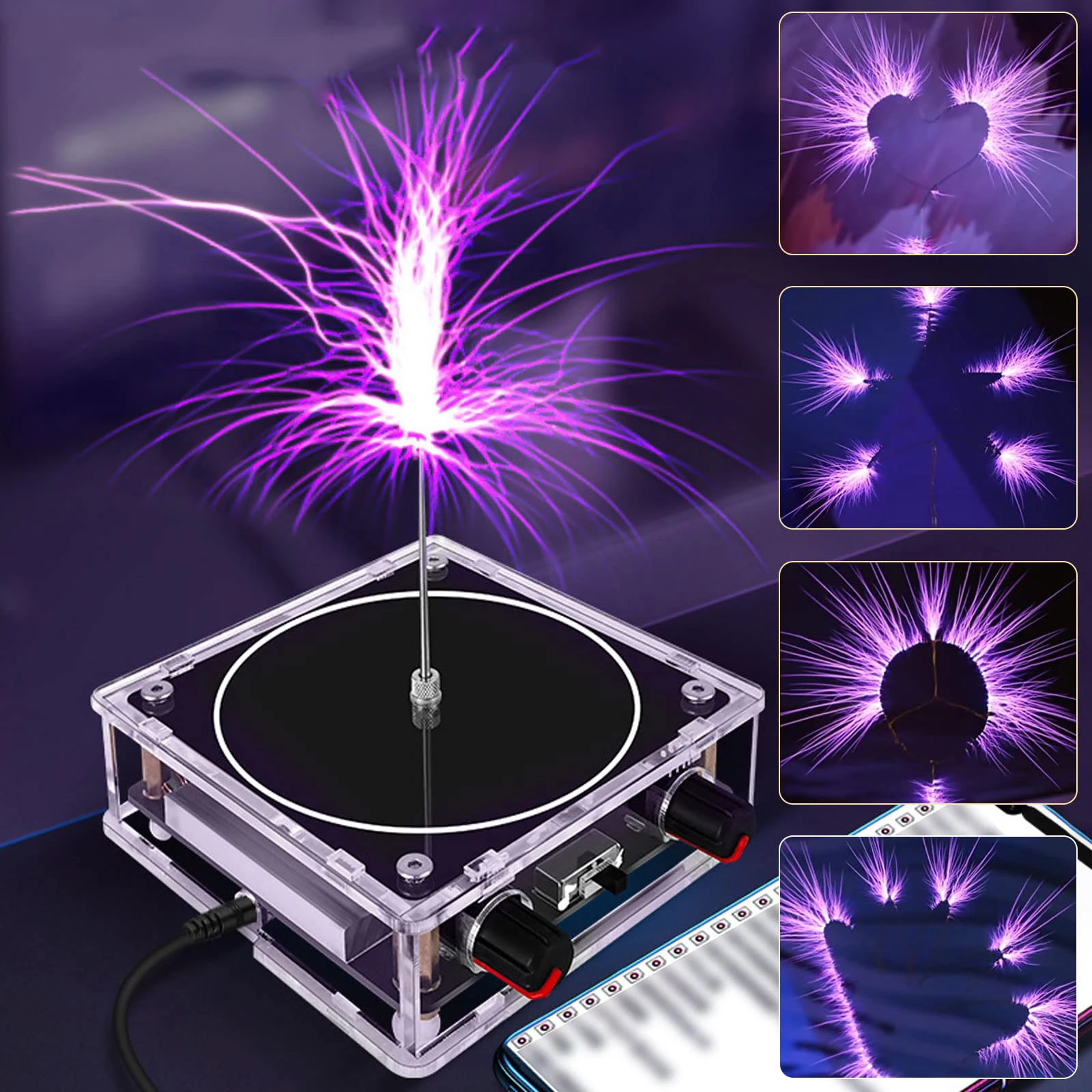 Artificial-Lightning-Arc-Generator-M-sica-Tesla-Coil-Touchable-Desktop ...