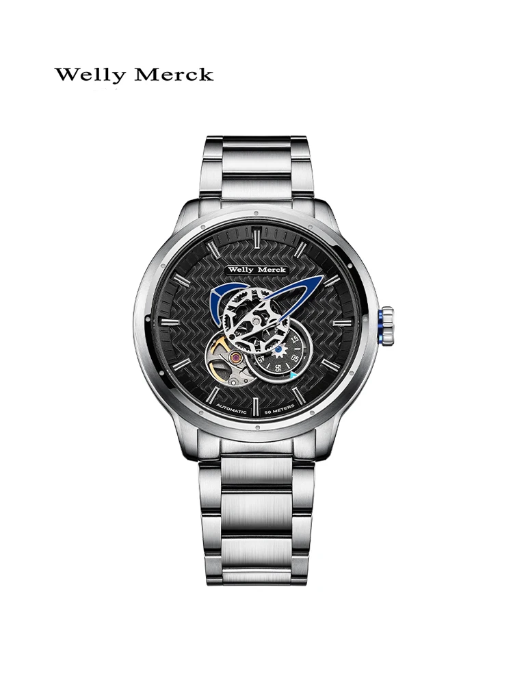 Welly-Merck-Automatic-Mechanical-Watches-Sapphire-Glass-Stainless-Steel ...