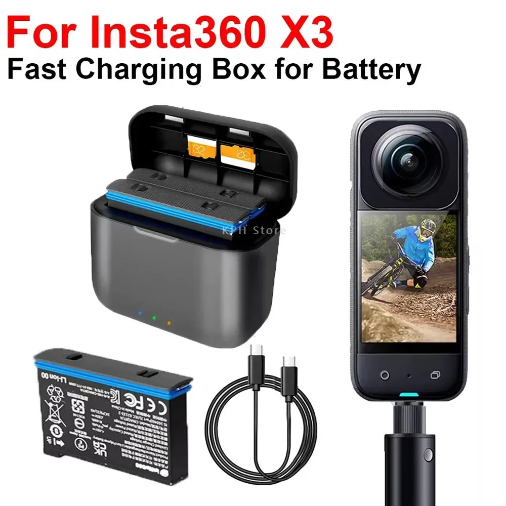 Original Insta360 X3 1800mAh Battery .Amagisn Fast Charging Case USB ...