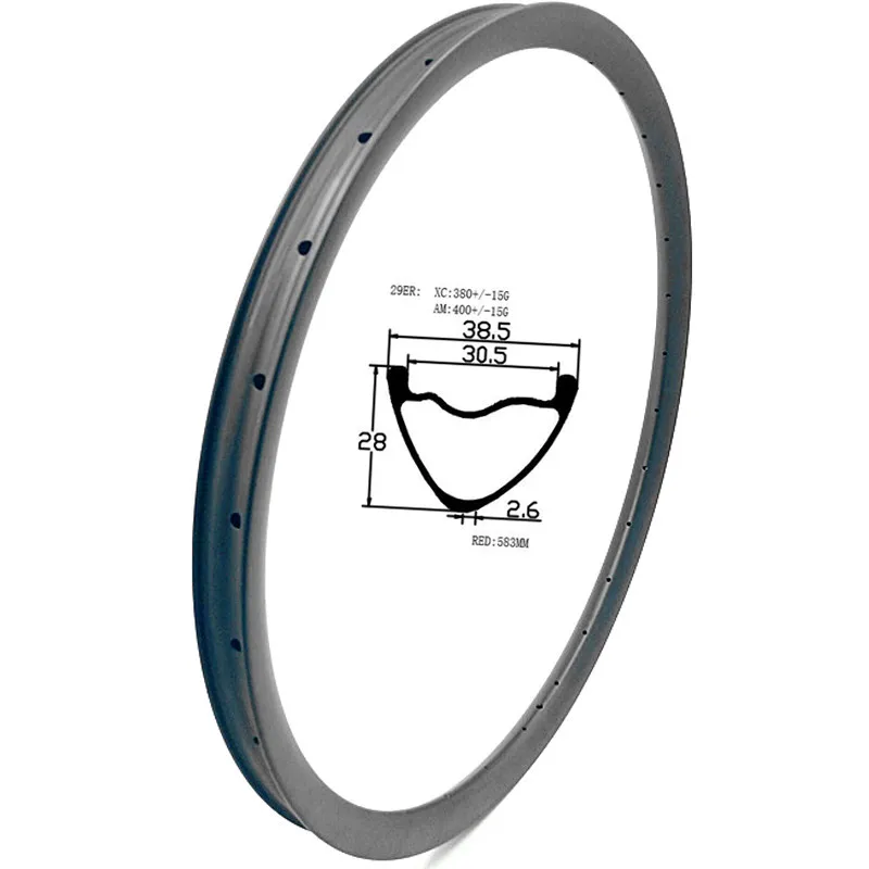 Graphene 29er mtb disc bike rims 38.5x28mm Asymmetry tubeless disc rims ...