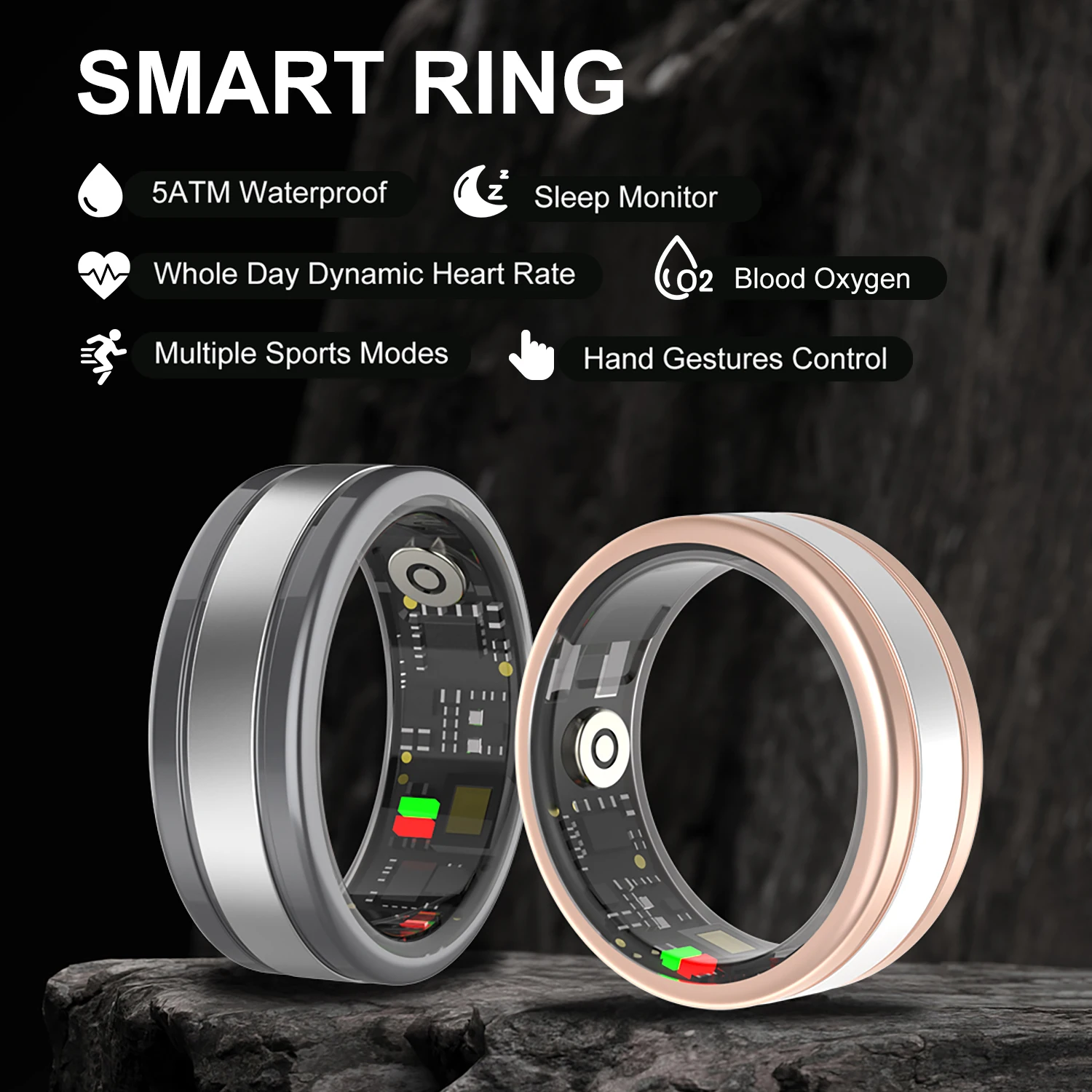 New-Smart-Ring-5ATM-Waterproof-Gestures-Control-Smart-Ring-Multi-Sports ...