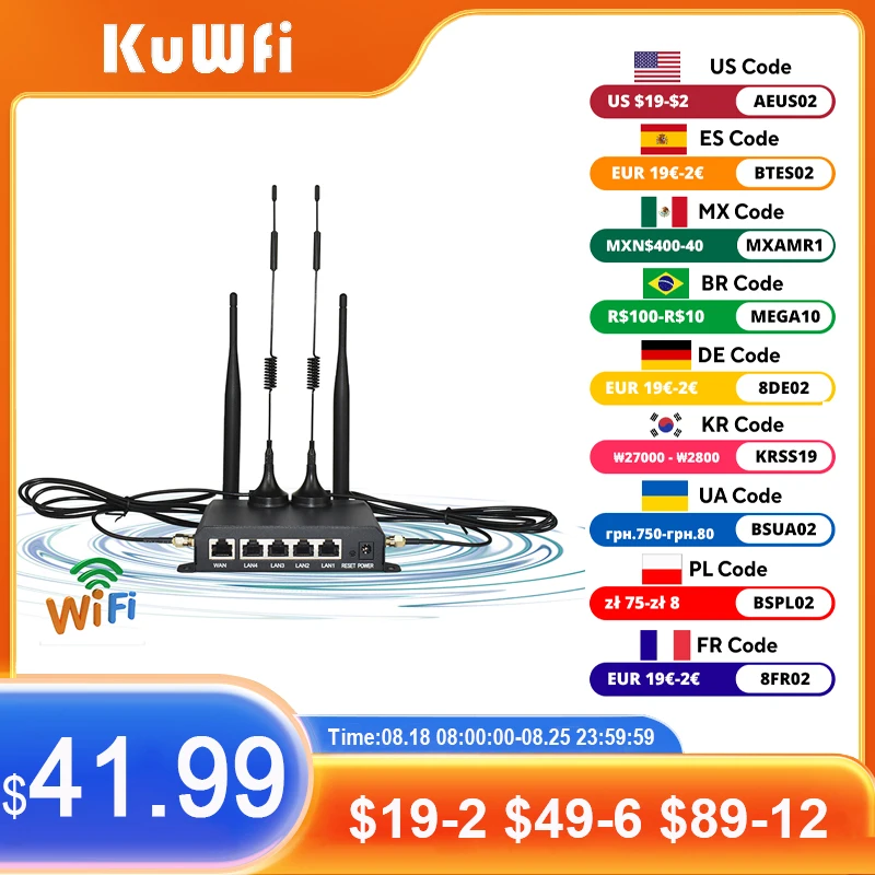 KuWFi-4G-LTE-WiFi-Router-2-4G-CAT4-300Mbps-RJ45-Port-Support-VPN-DDNS ...