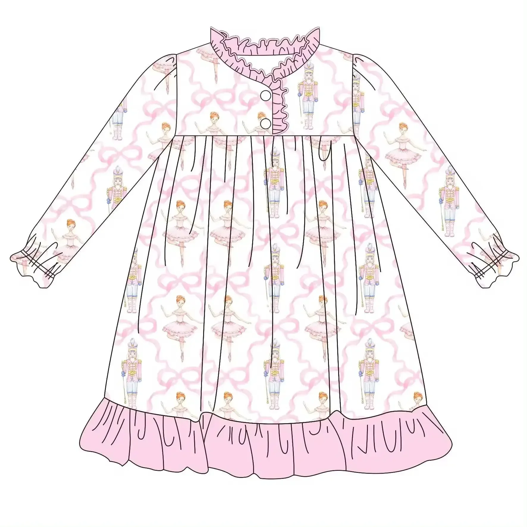 Boutique-girls-clothing-long-sleeve-dress-pink-clothing-new-style-hot ...