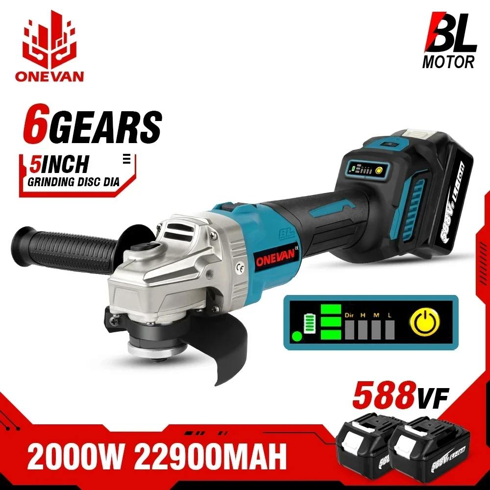 ONEVAN-125MM-Brushless-Electric-Angle-Grinder-6-Gear-Cutting-Machine ...