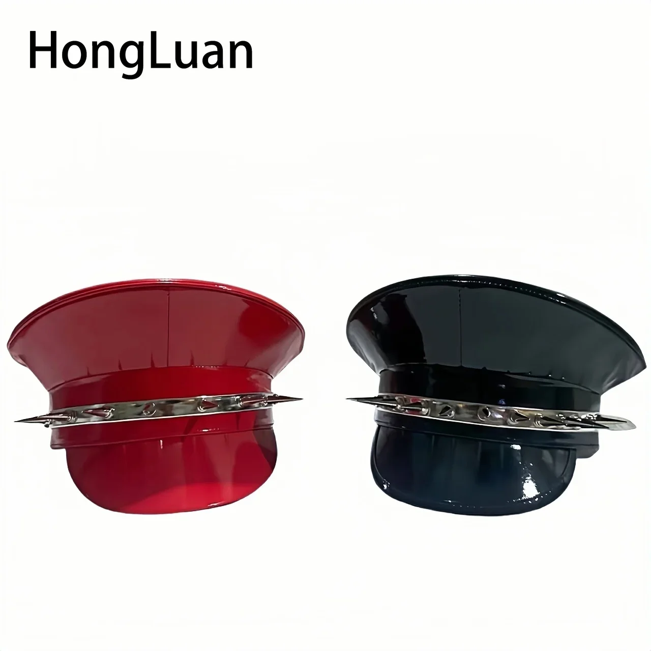 Hip-Hop-Steampunk-Rock-Cap-Leather-Nails-Red-Black-Captain-s-Hat-Navy ...