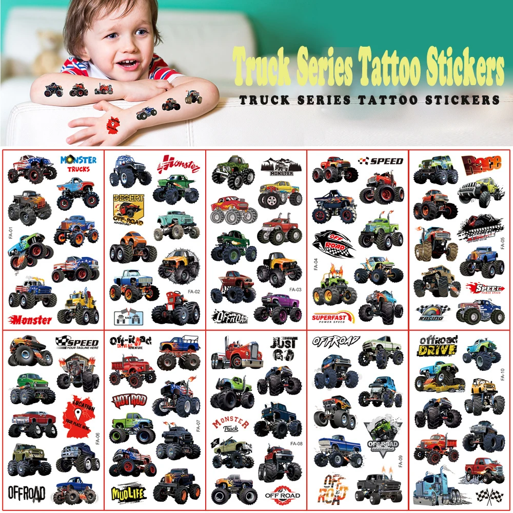 10Pcs-Fake-Tattoo-Stickers-Cartoon-Temporary-Tattoo-Kids-Children-Hands ...